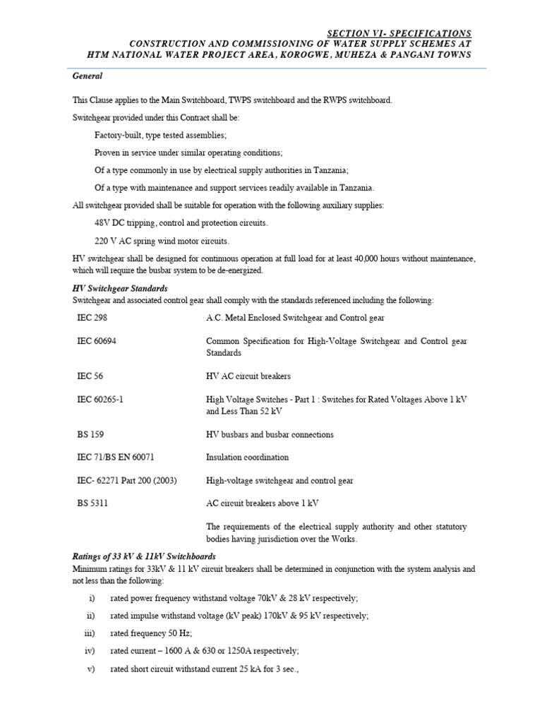 HT Panel Spects | PDF | Transformer | Power Supply