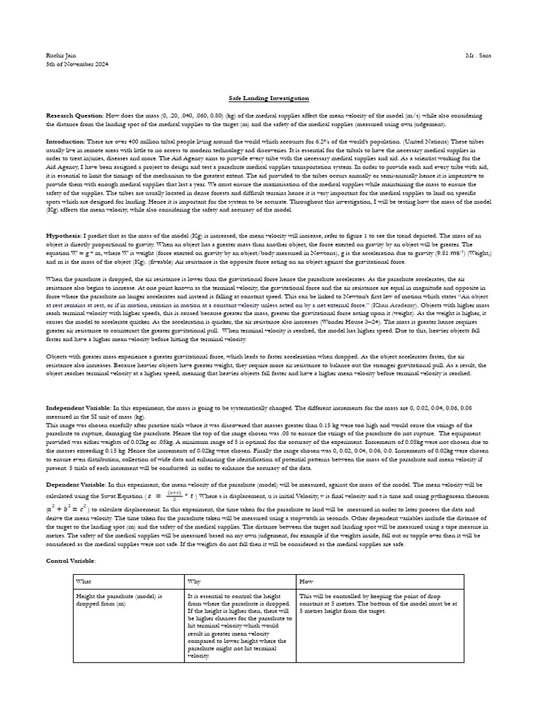 Safe Landing Investigation: A Study On Parachute Dynamics For Medical ...