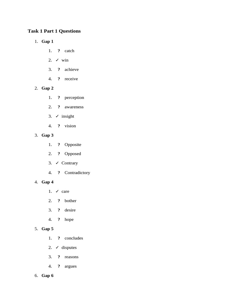 Task 1 Part 1 Questions | PDF | Psychology