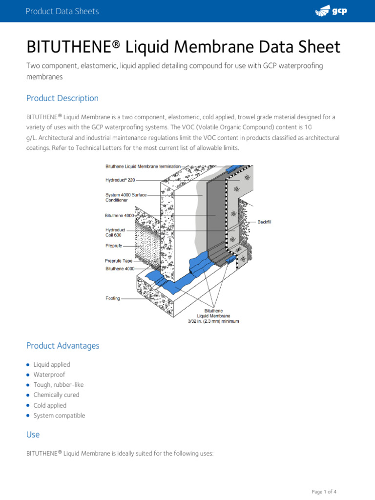 GCPAT Bituthene Liquid Membrane Us 396 | PDF | Trademark | Liquids