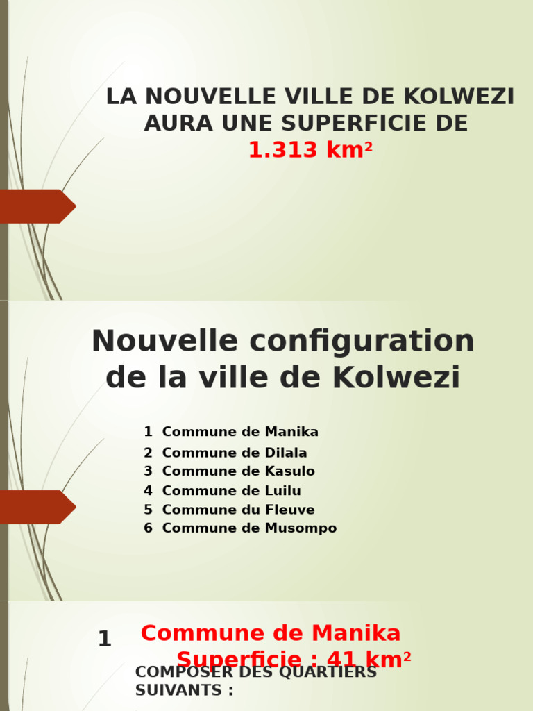 Configuration des quartiers de Kolwezi | PDF