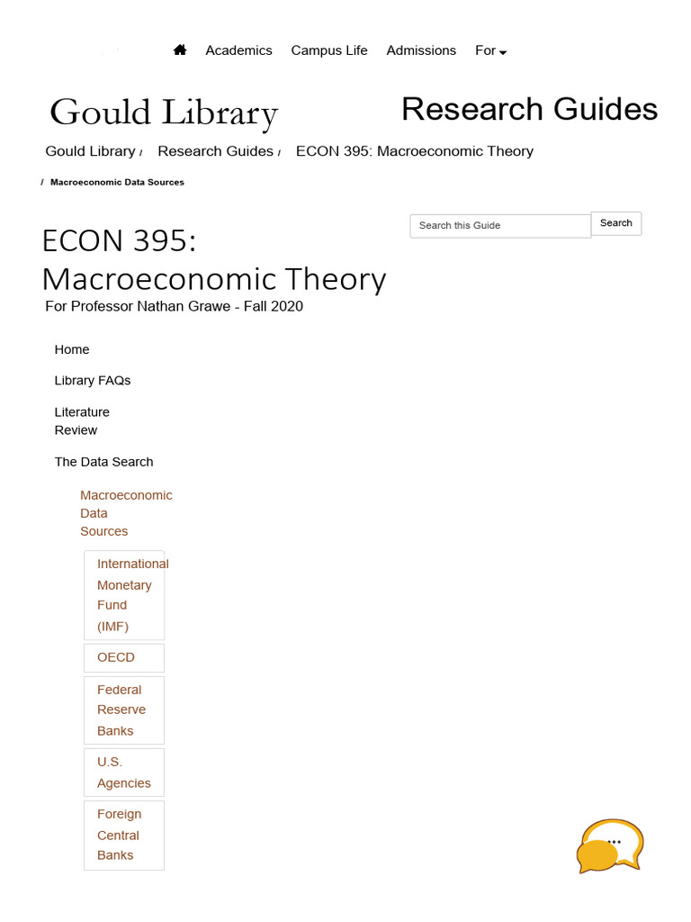 Macroeconomic Data Sources - ECON 395_ Macroeconomic Theory - Research ...