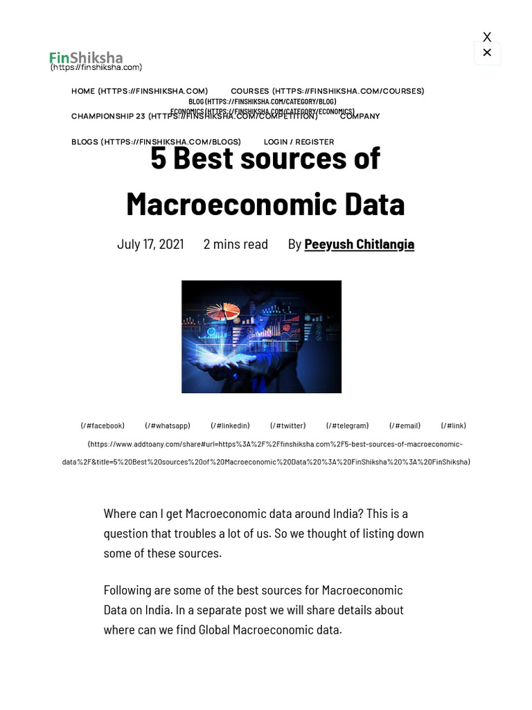 5 Best Sources of Macroeconomic Data - FinShiksha - FinShiksha India ...