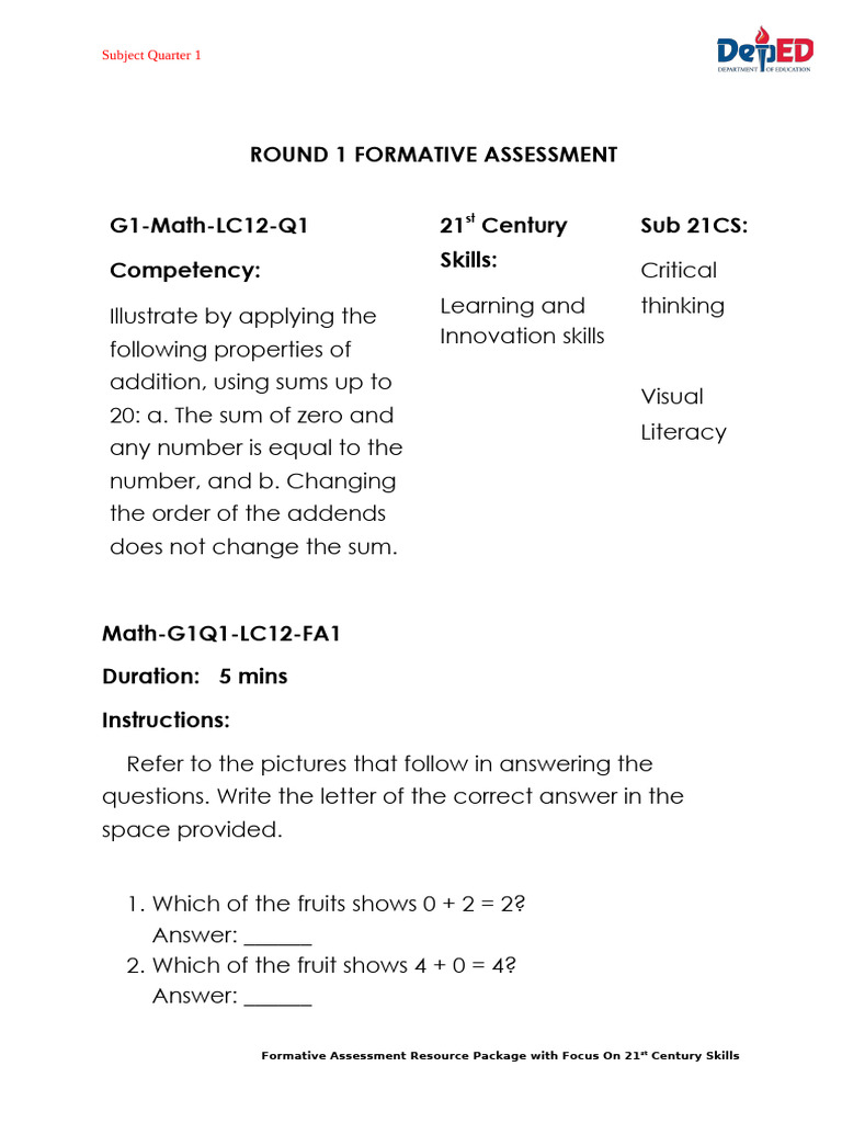 G1_Math_LC12_Q1 | PDF | Cognitive Science | Human Communication