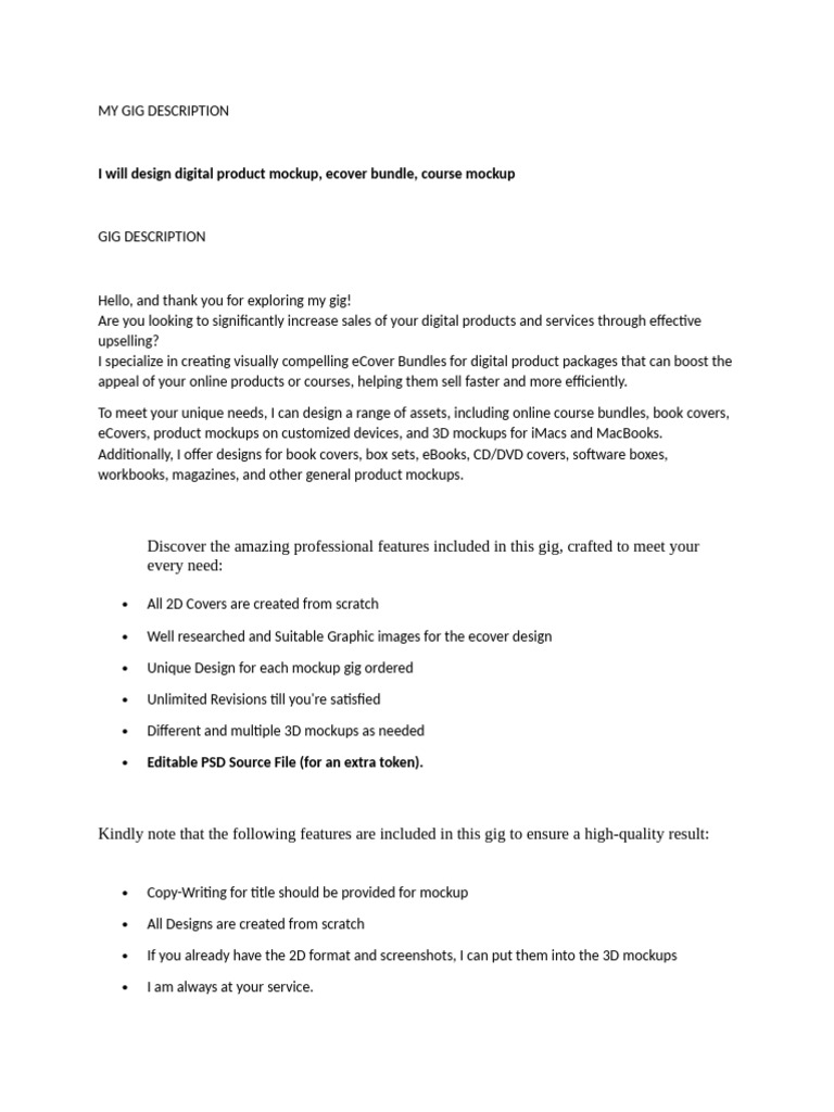 MY GIG DESCRIPTION | PDF