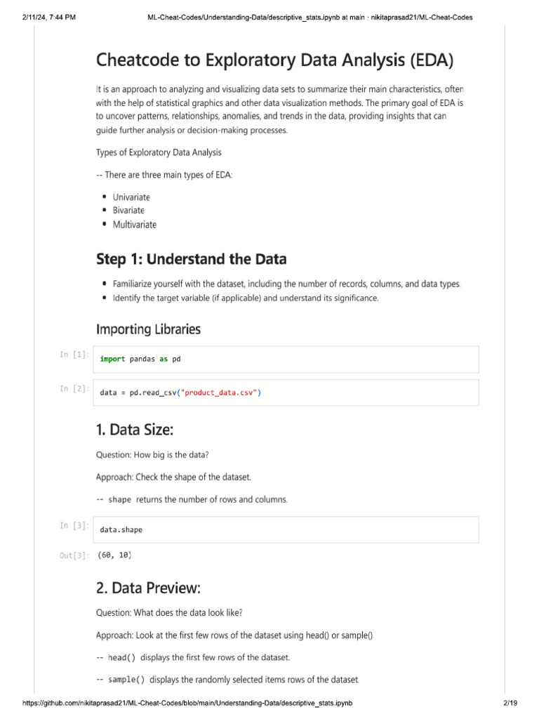 EDA Cheatcode | PDF