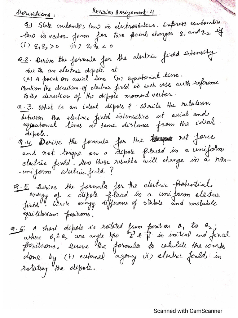 Revision Assignment For Physics | PDF