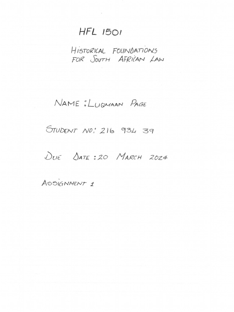 HFL1501 ASSIGNMENT 1 | PDF