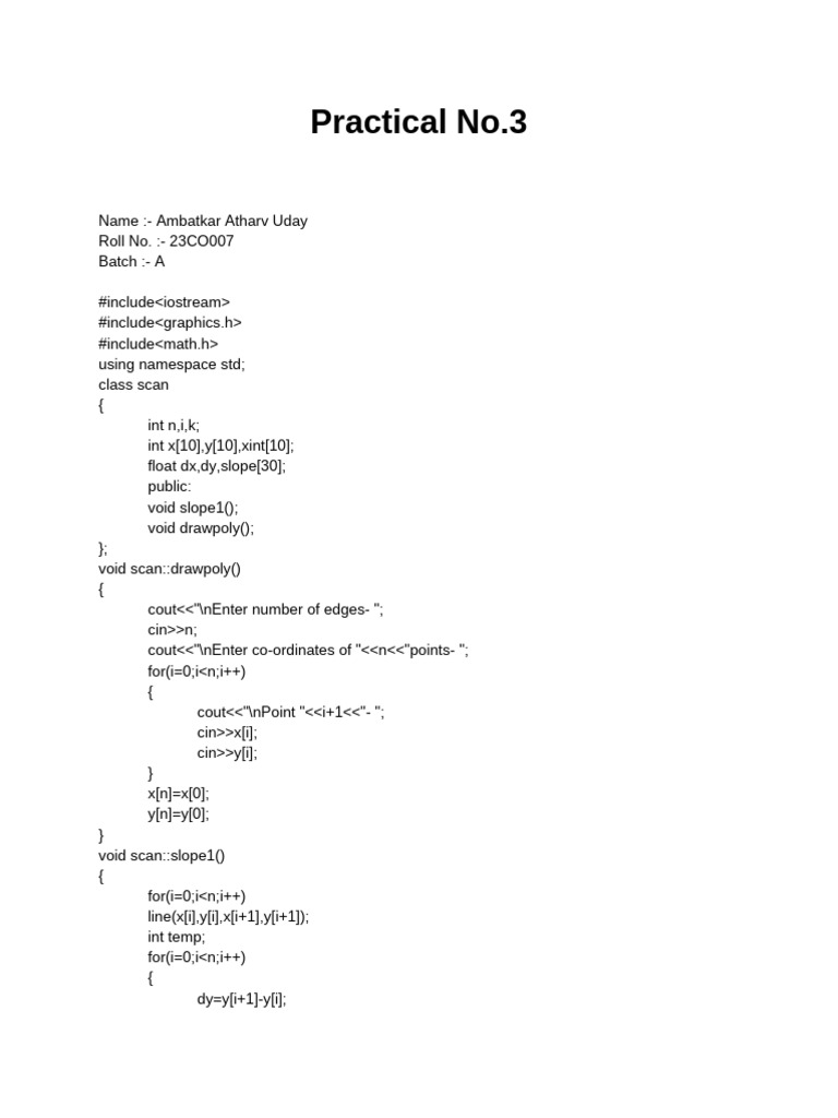 CG - Practical No.3 (Polygon Filling) | PDF