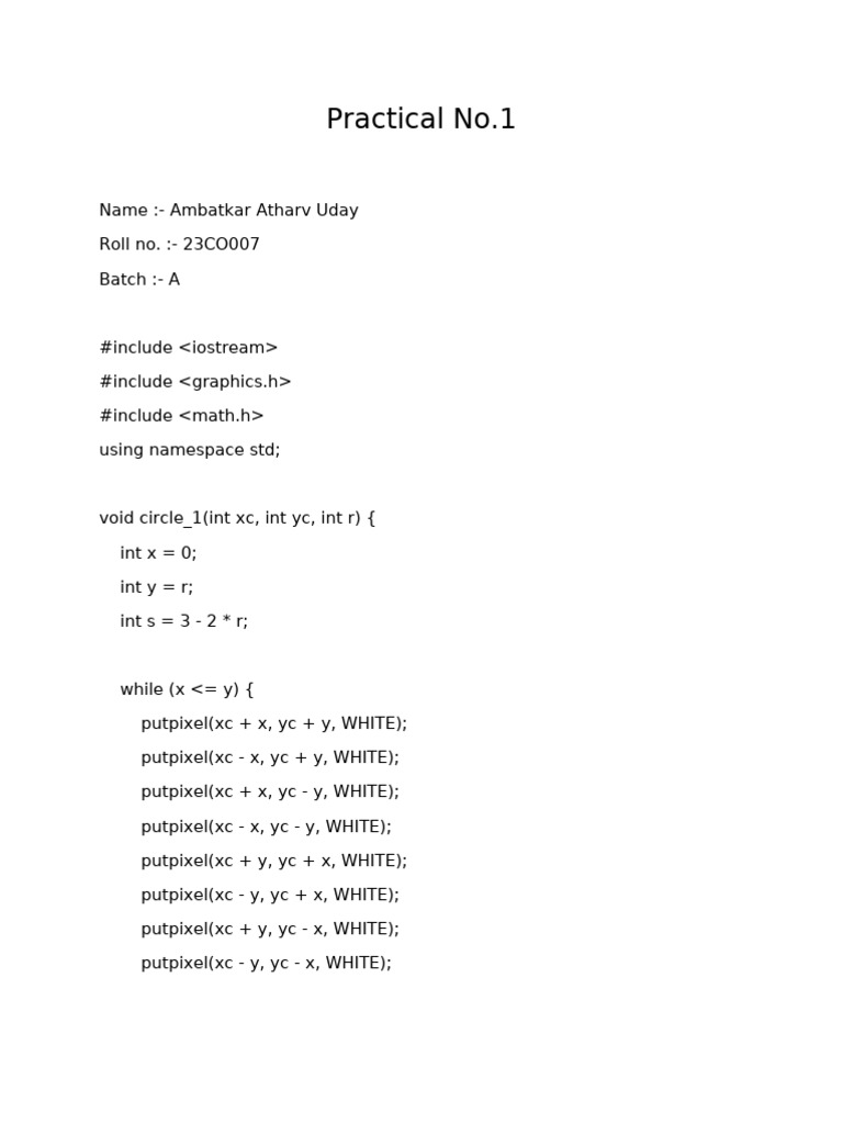 CG - Practical No.1 (DDA Line) | PDF