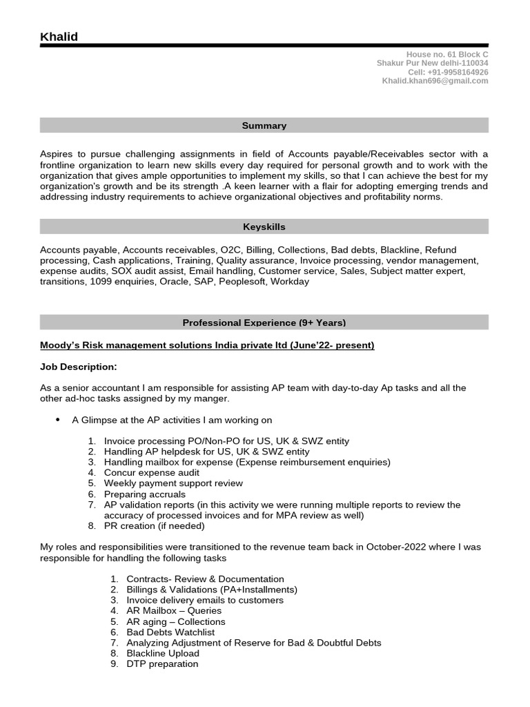Khalid Resume Updated | PDF | Accounts Payable | Business Khalid Resume Updated | PDF | Accounts Payable | Business
