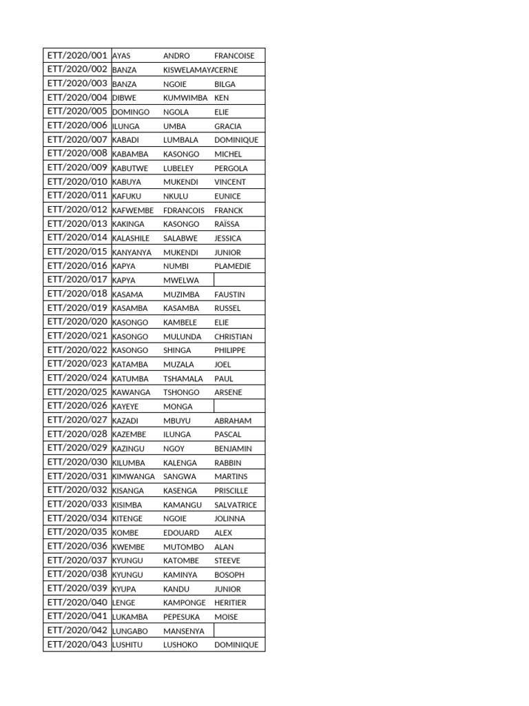 MATRICULES ETT | PDF