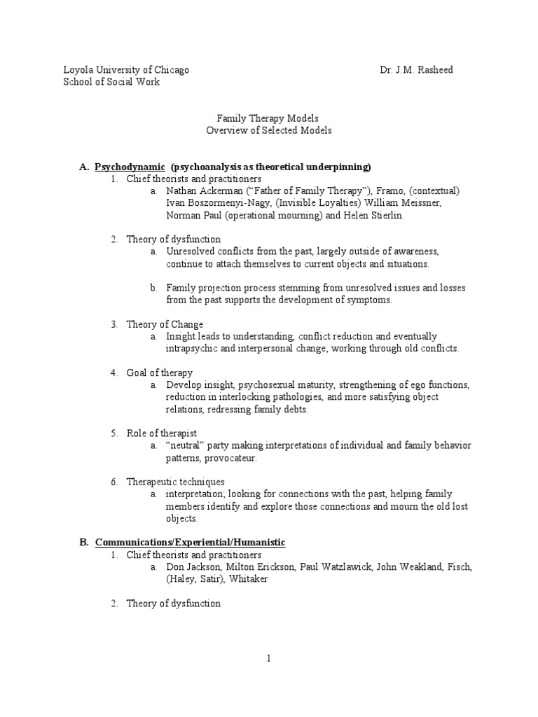 Overview of Family Therapy Models | PDF | Family Therapy | Psychotherapy