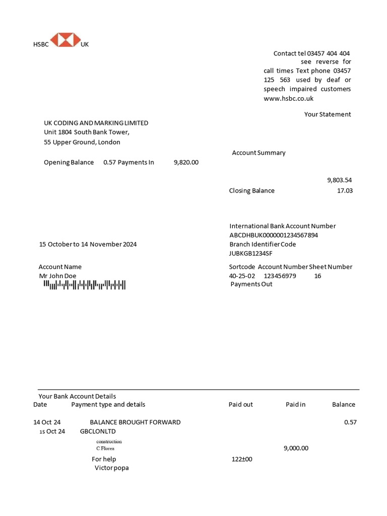 HSBC Account Statement Summary | PDF | Financial Services | Banking