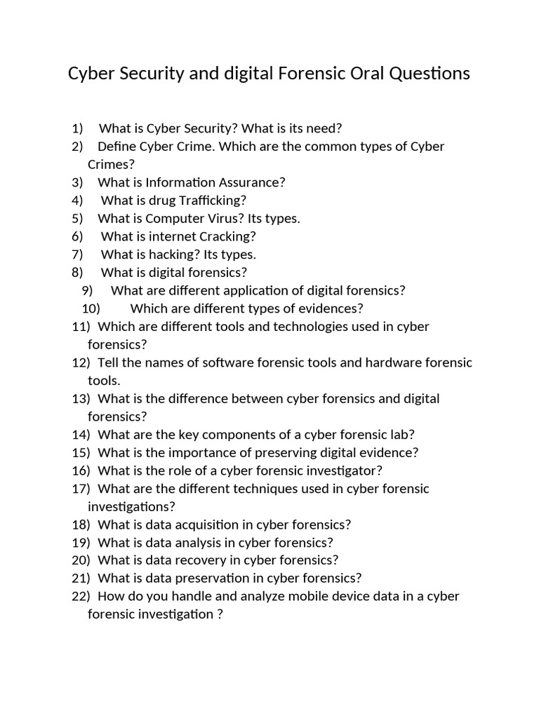 Cyber Security and Digital Forensic Oral Questions | PDF | Computer ...