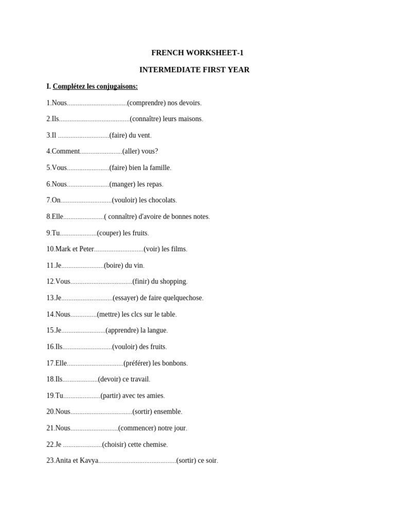 French Worksheet-1 | PDF | Échecs
