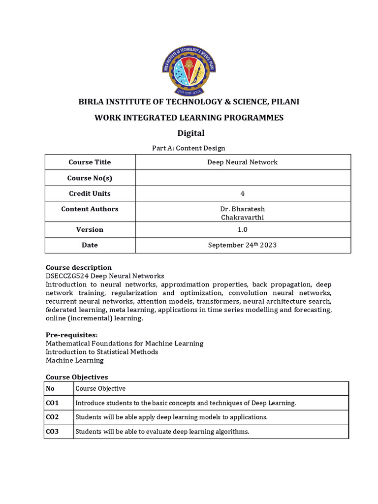 Deep Neural Network AIML Handout v1.0-1 | PDF | Artificial Neural ...