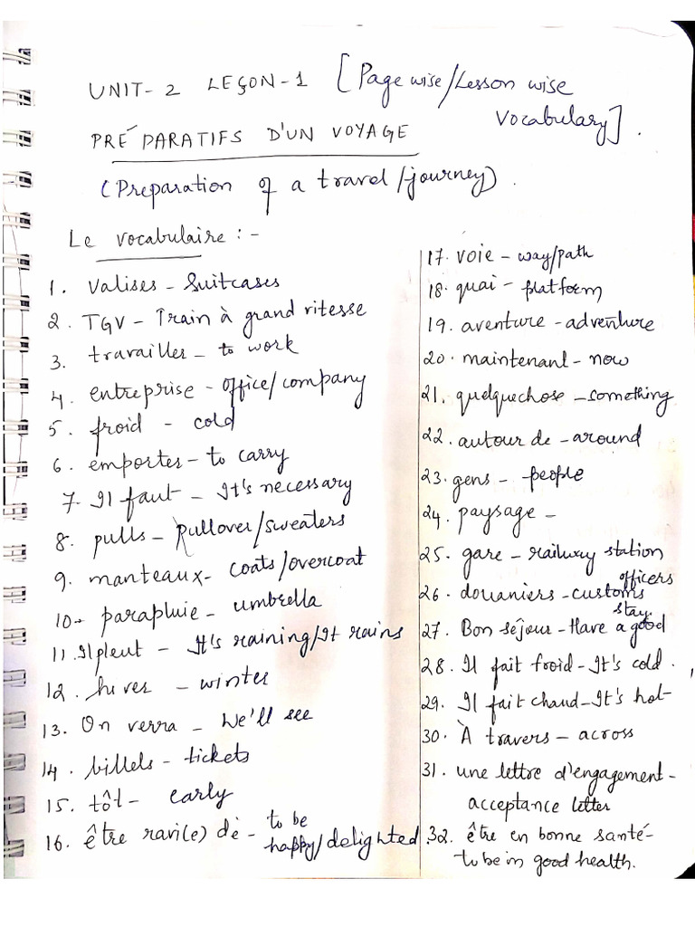 French II Year Vocab+CC | PDF