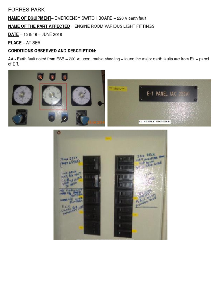 Emergency Switchboard Fault Report | PDF