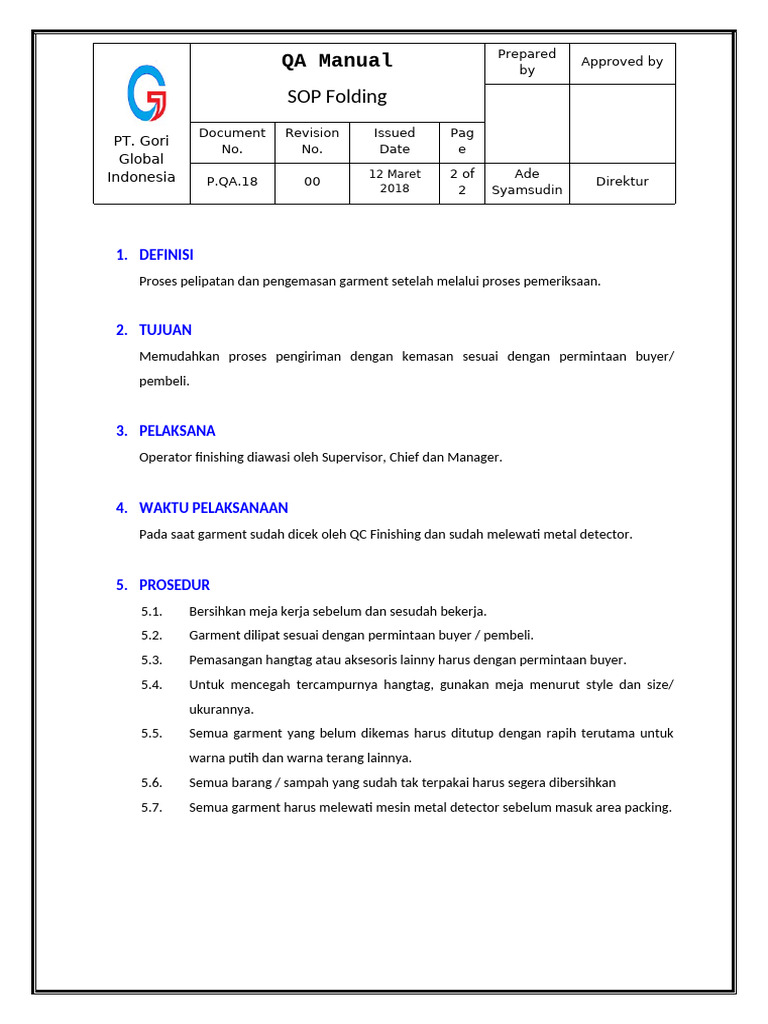 SOP Folding | PDF