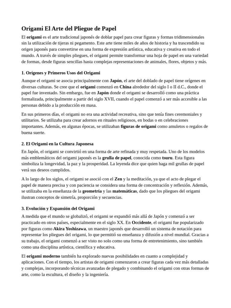 Origami El Arte Del Pliegue de Papel | PDF | Origami | Ingeniería