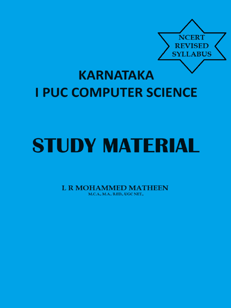 Karnataka I Puc Computer Science Study Material 2024 | PDF | Software ...