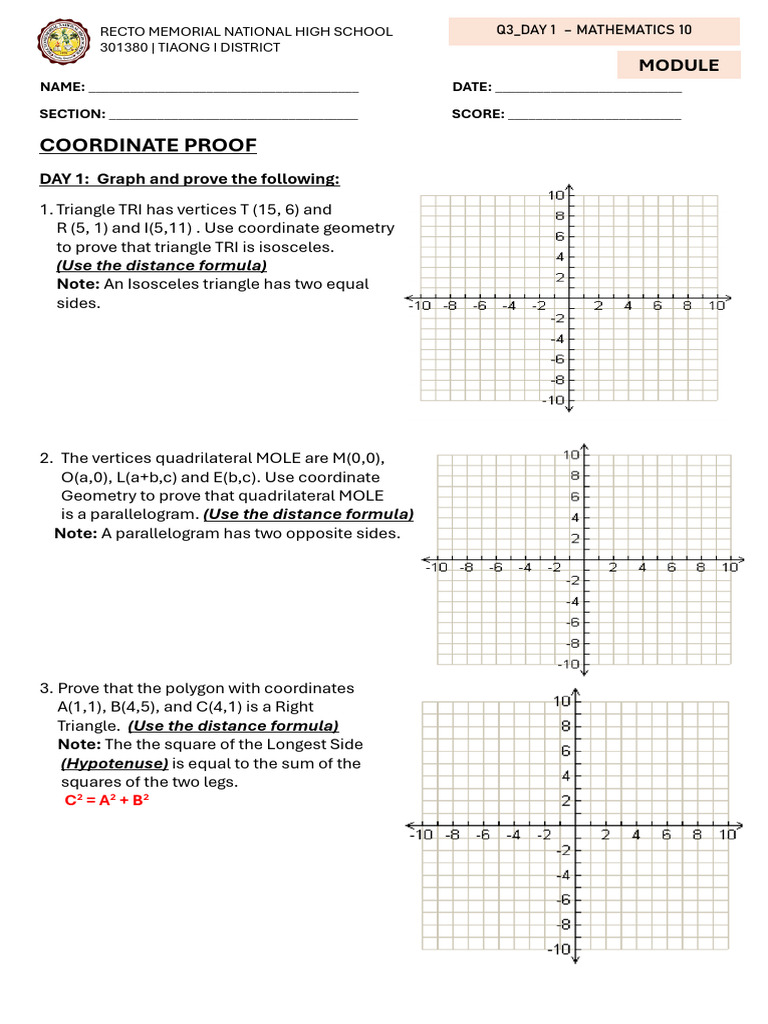 Coordinate Proof Day 1 2 | PDF