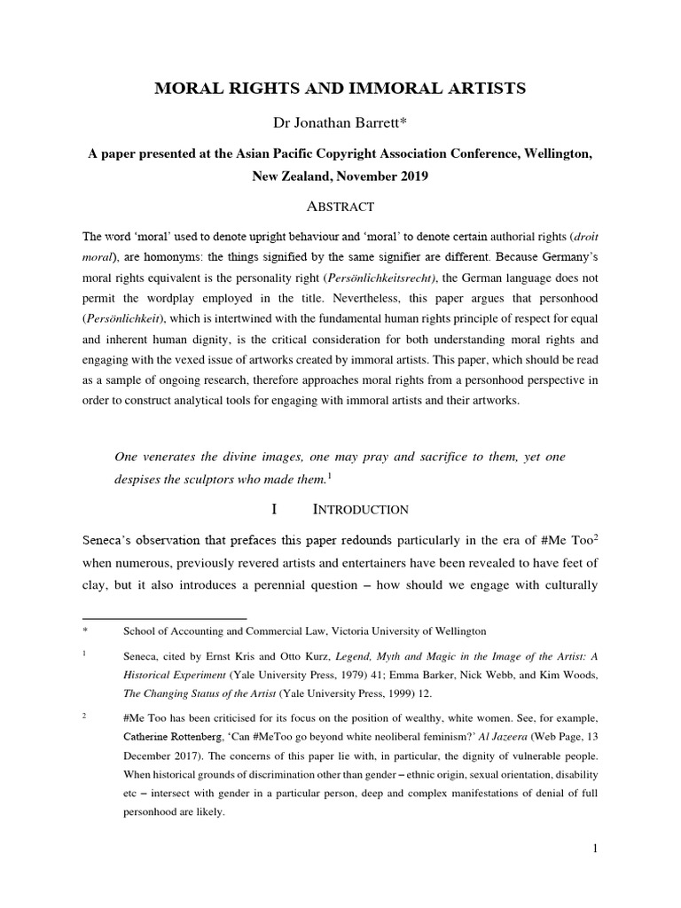 MORAL_RIGHTS_AND_IMMORAL_ARTISTS | PDF | Dignity
