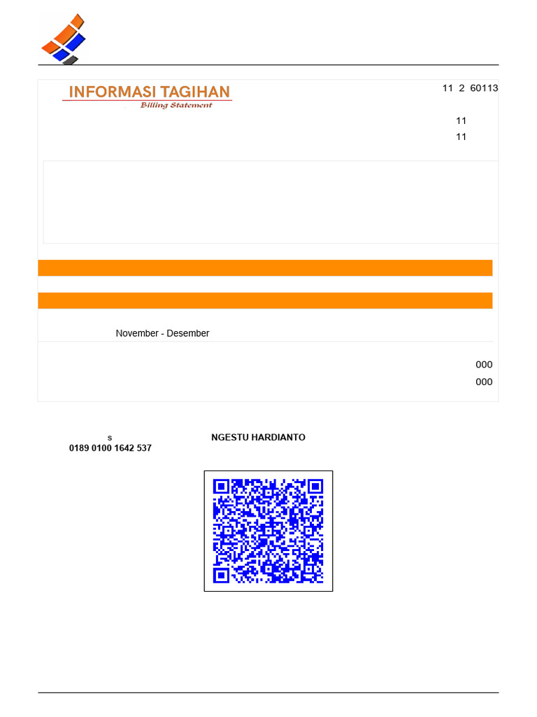 Contoh Invoice Tagihan Wifi - November 2024 | PDF