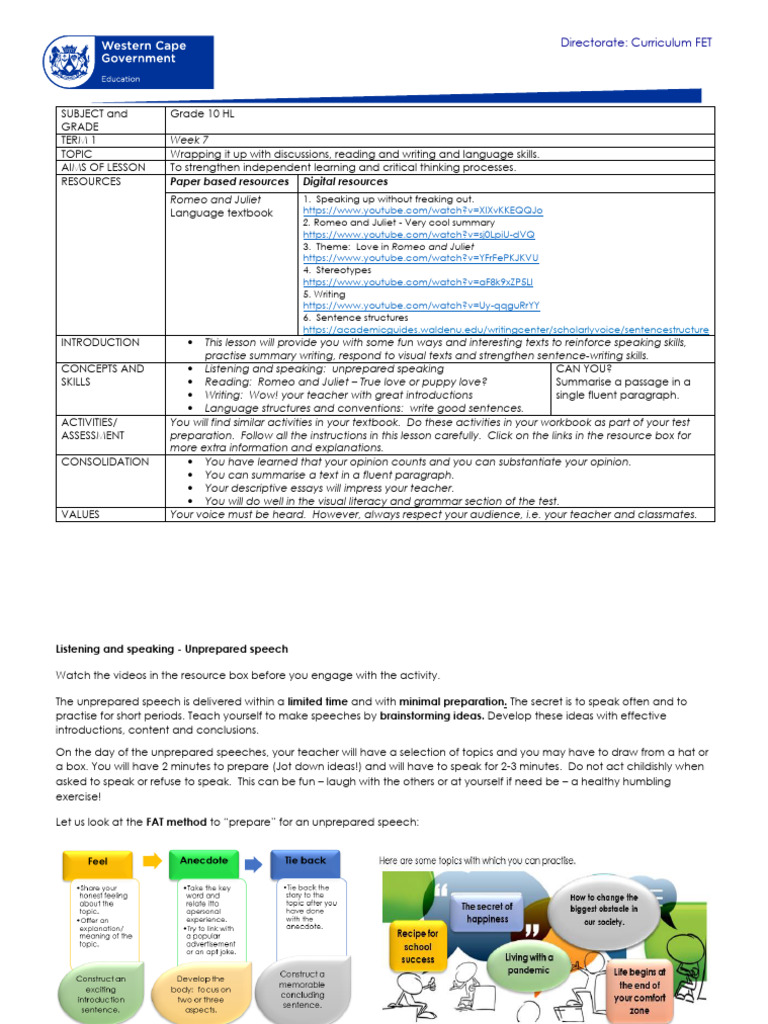 English HL Grade 10 Term 1 Week 7 - 2021-2 | PDF | Sentence ...