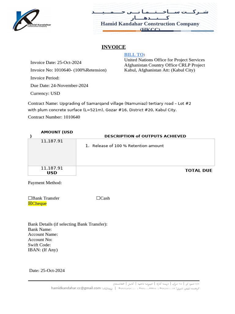 Invoice (100%retension) | PDF