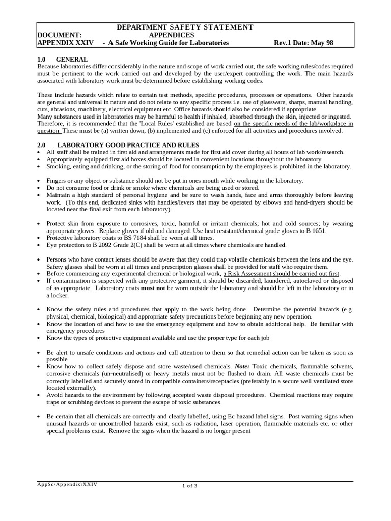 Laboratory Safety Guidelines | PDF | Laboratories | Hazards