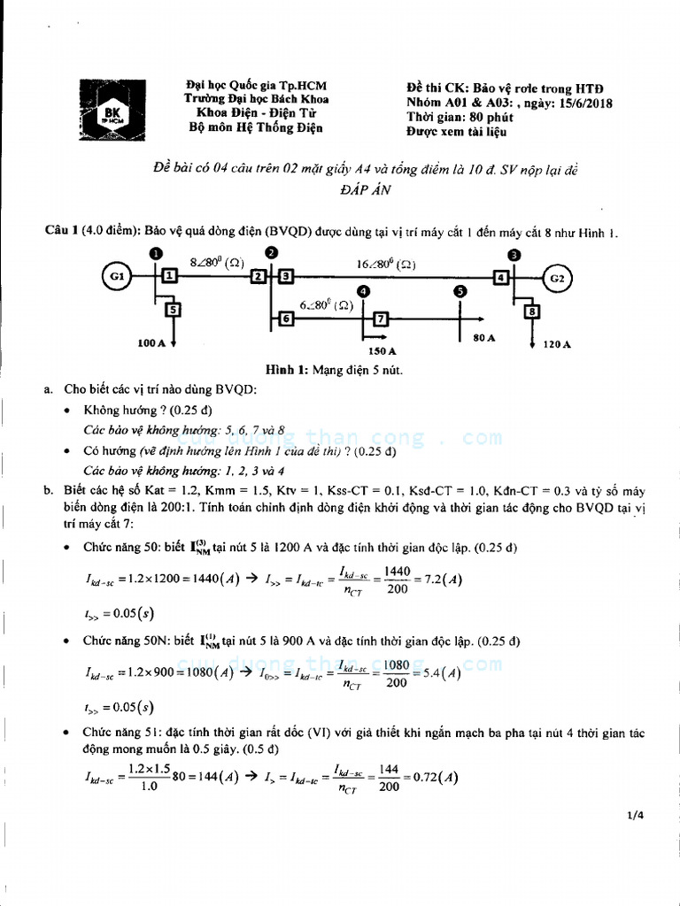 Tuyen Tap de Thi Khoa Dien Dien Tu 2018 de Thi Cuoi Ky Bao Ve Role Trong He Thong Dien ...