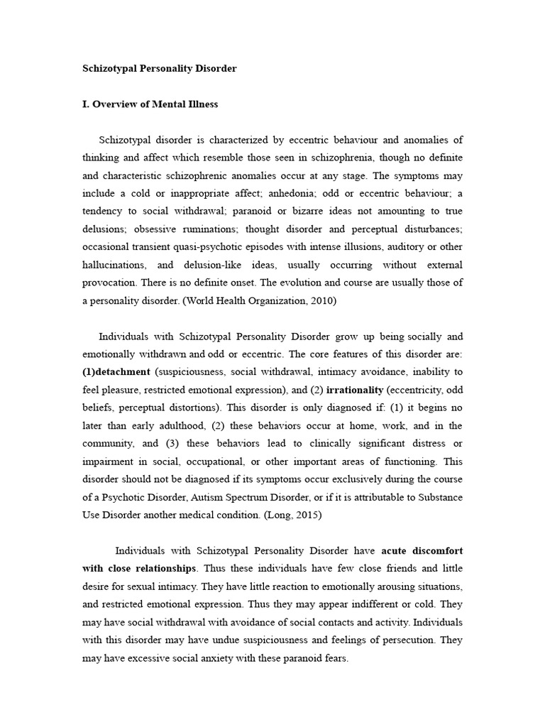 Understanding Schizotypal Personality Disorder | PDF | Personality ...