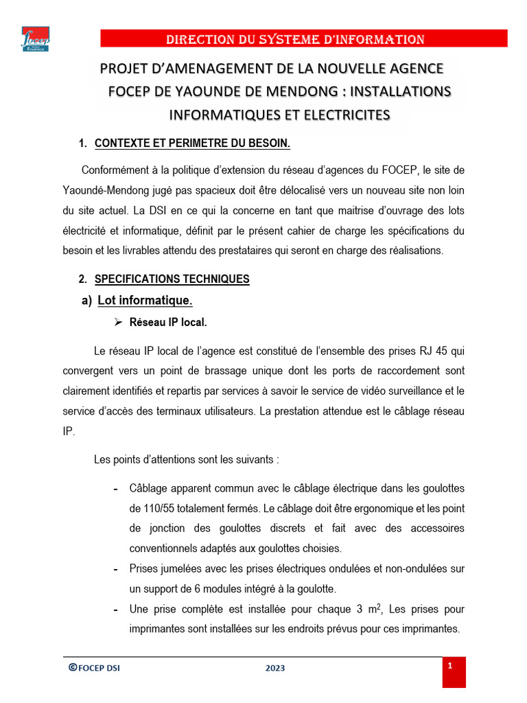 Aménagement informatique et électrique FOCEP | PDF | Biens manufacturés ...