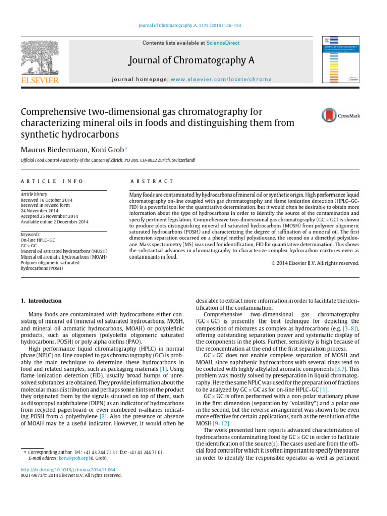 Food Hydrocarbon Analysis with GC×GC | PDF | High Performance Liquid ...