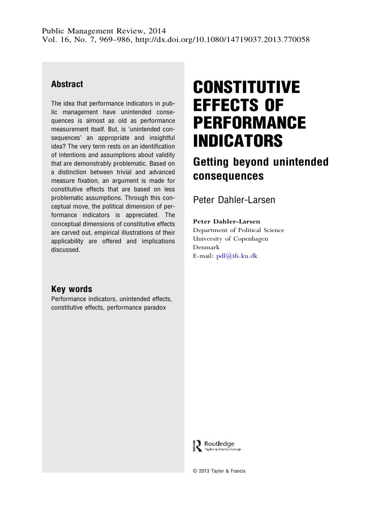 Constitutive Effects of Performance Indicators | PDF | Optimism | Cognition