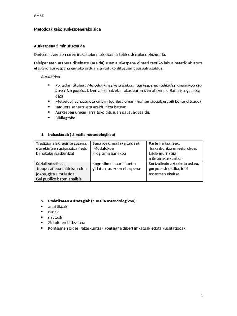 Aurkezpenerako Gida | PDF