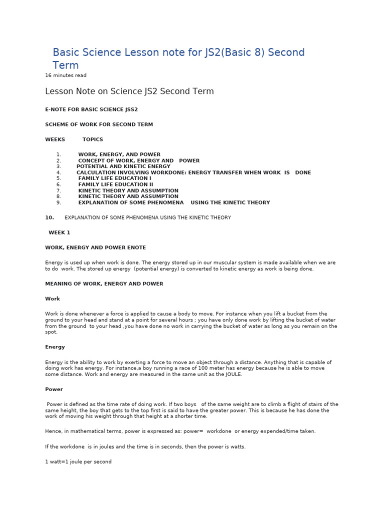2ND Basic Science JSS 2 | PDF | Evaporation | Gases