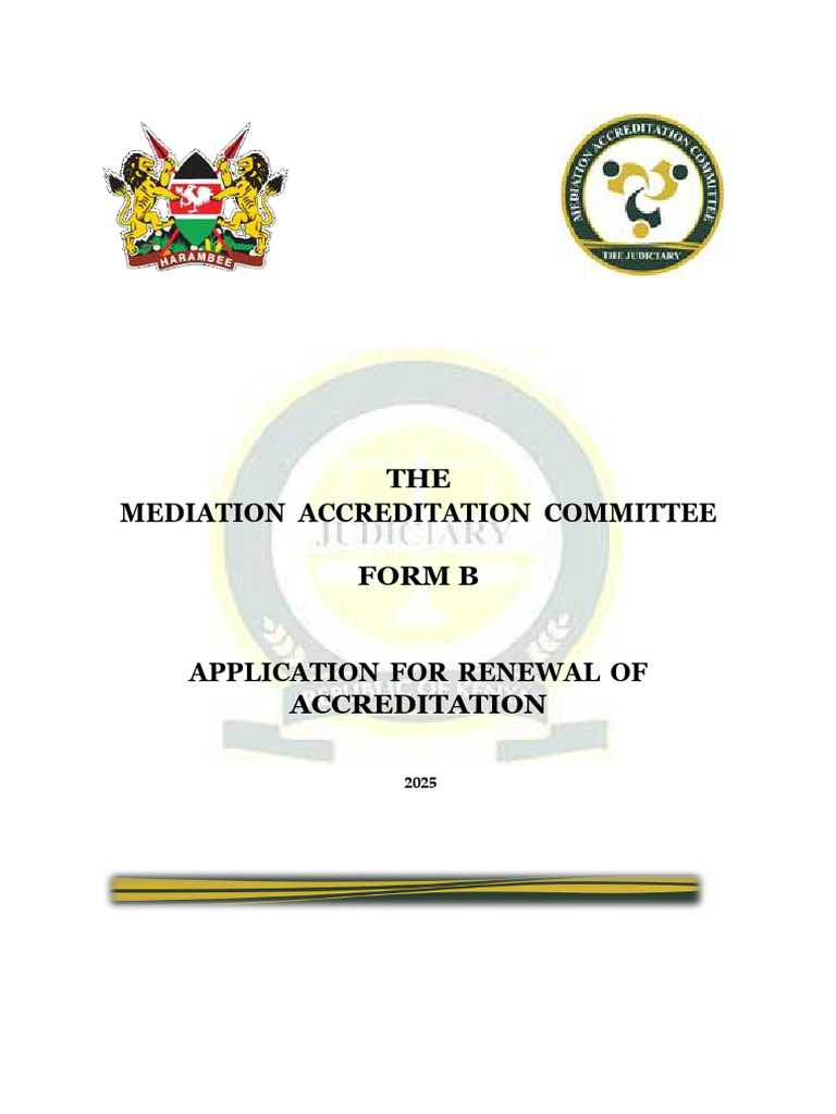 Mac Form B - Application For Renewal of Accreditation | PDF | Mediation ...
