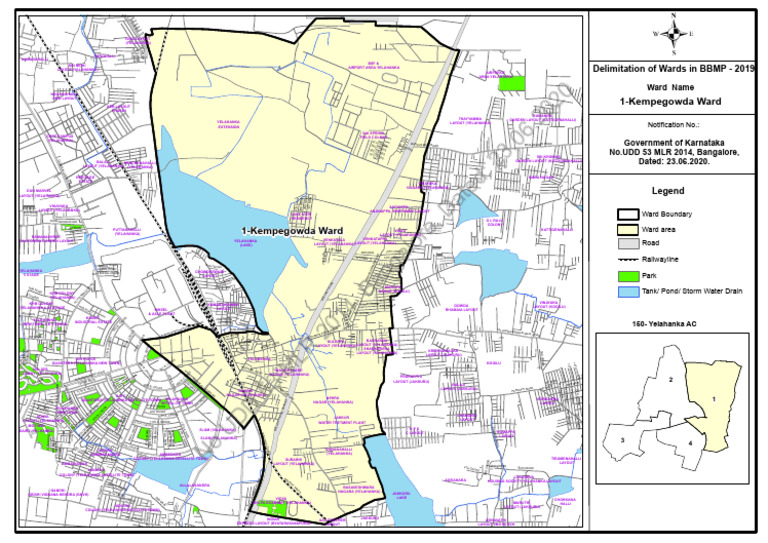 Bangalore Bengaluru BBMP Ward No 1 - Yelahanka Map (2020) | PDF ...