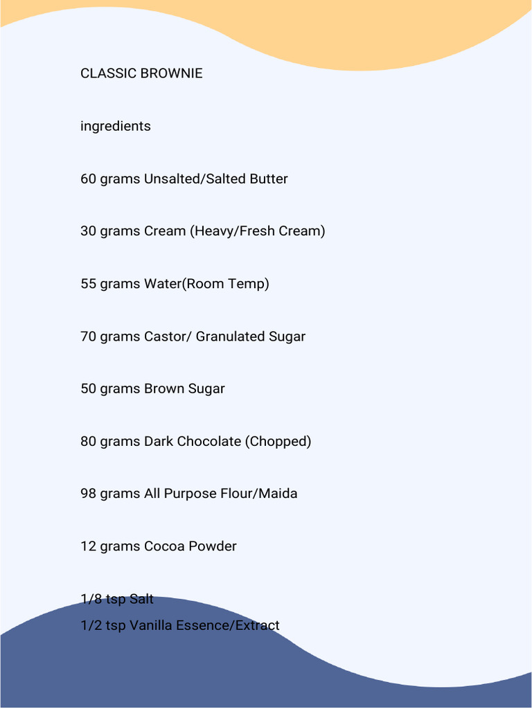 Classic Brownie Recipe Guide | PDF