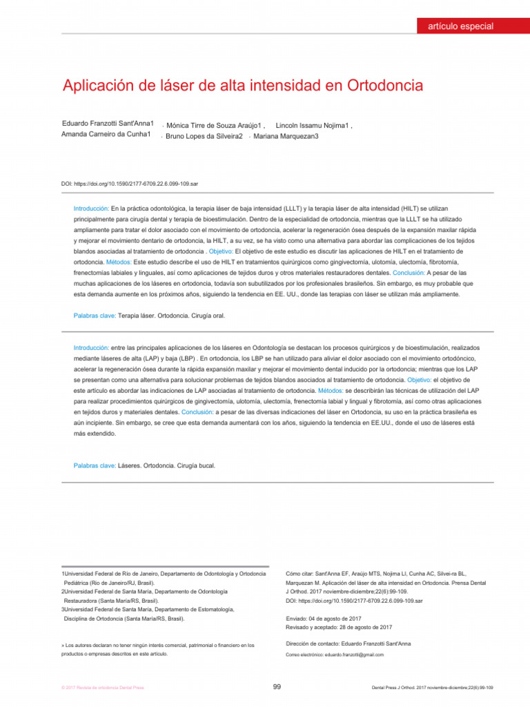 Alta intensidad terapia laser en orthodoncia | PDF | Ortodoncia ...