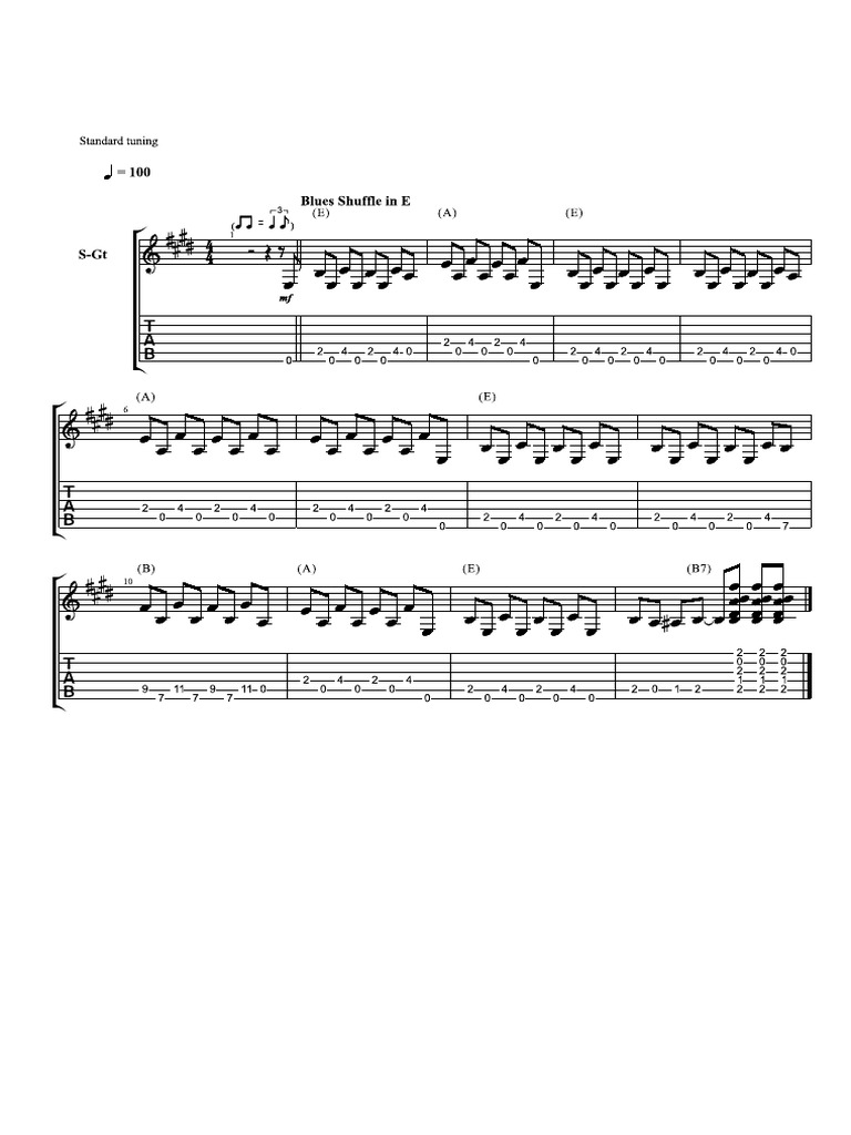 Blues Shuffle in e | PDF