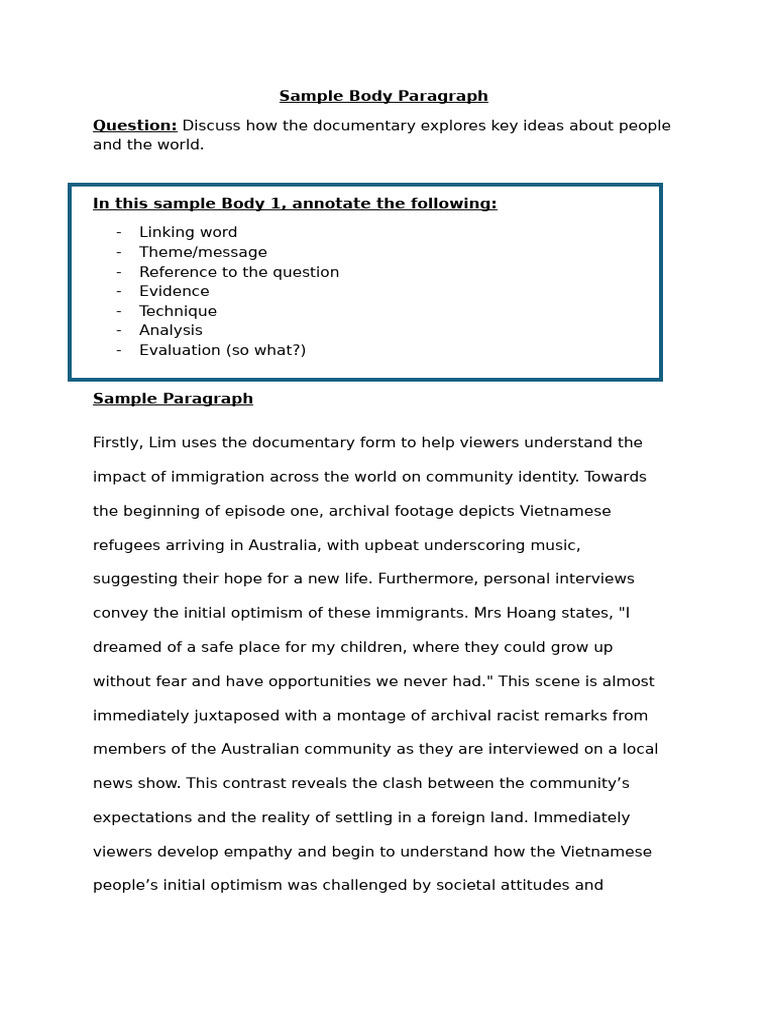 Sample Body paragraph | PDF | Psychological Resilience