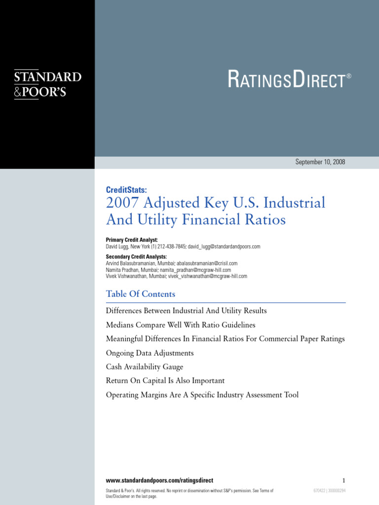 2007 Adjusted Key Industrial and Utility Financial Ratio | PDF | Debt ...