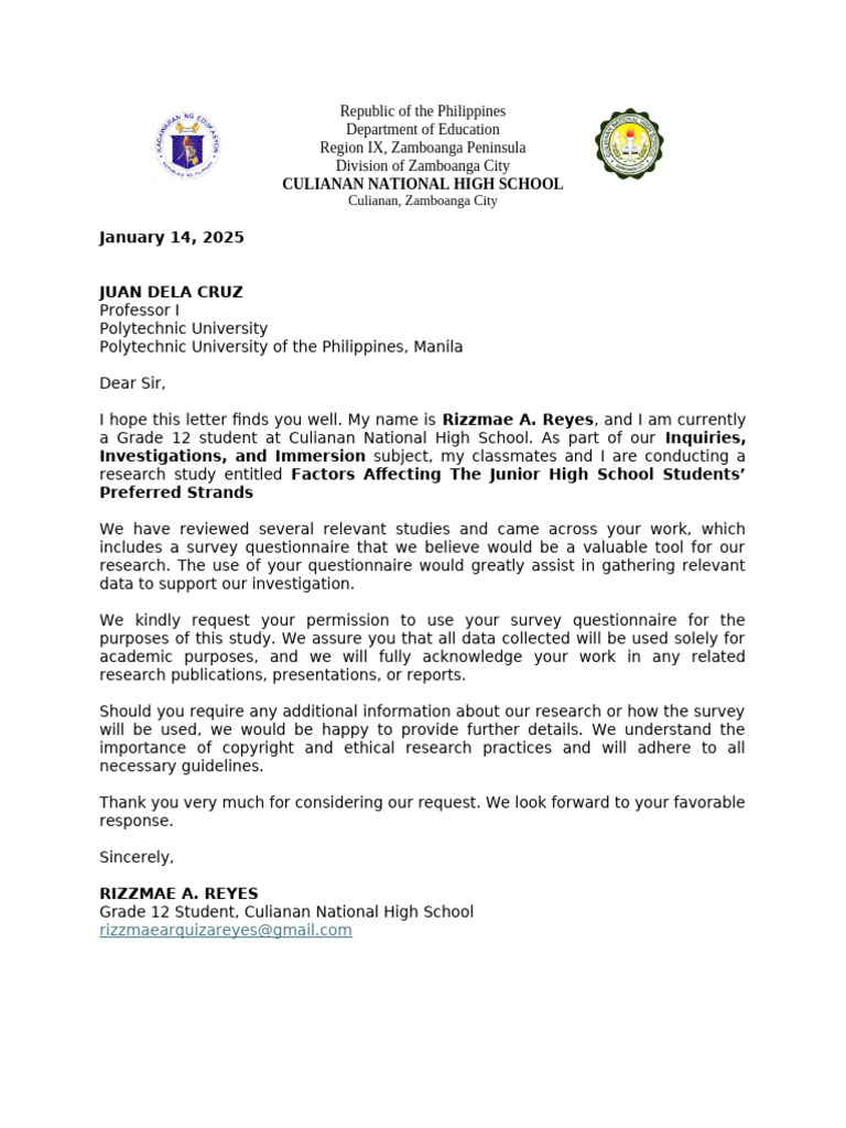 Permission Letter To Author | PDF