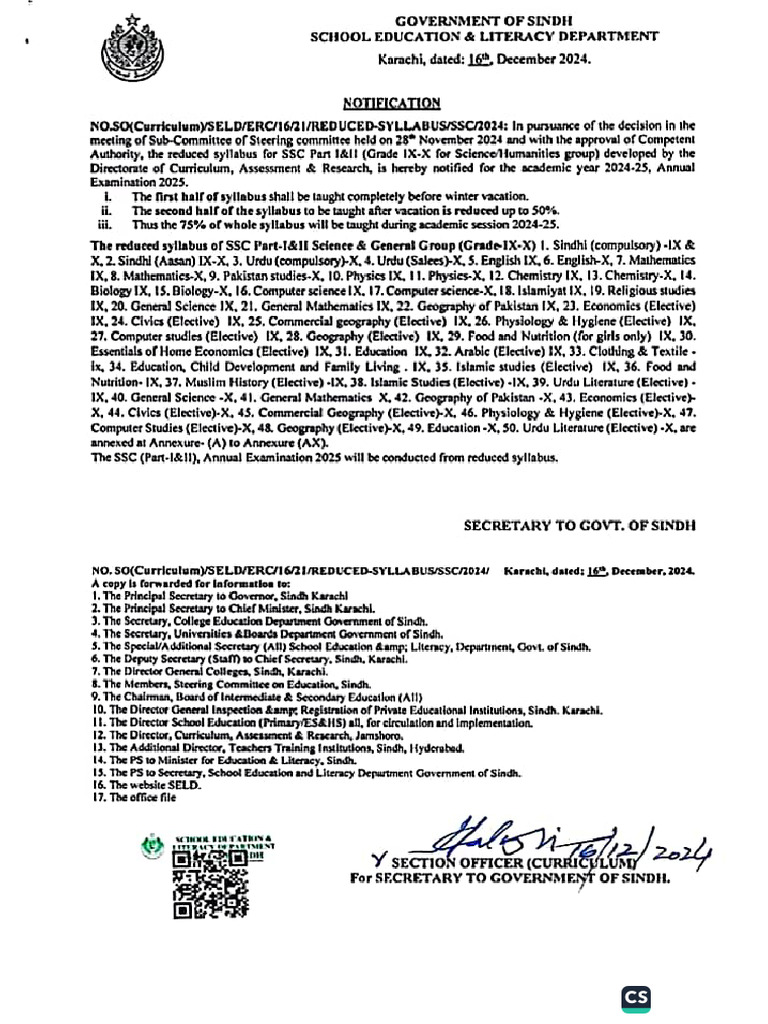 Ix and Matric Reduced Syllabus 2025 by Sir Muneeb | PDF