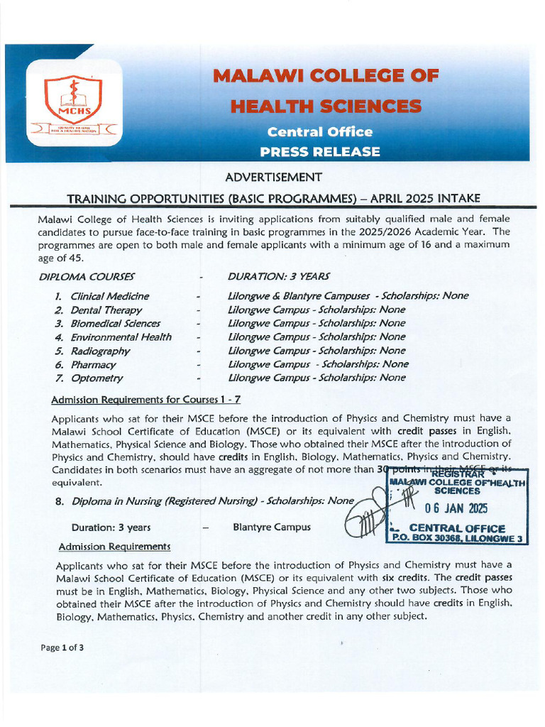 MCHS 2025 Basic Advert - 050044 | PDF