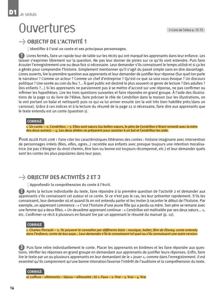 Dossier 1 - B1 FLE | PDF | Cendrillon | Lexique